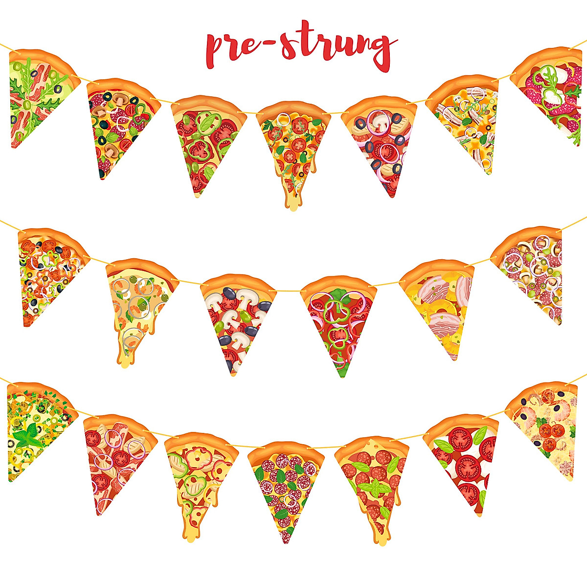 Pizza Party Banners Pizza Birthday Party Decorations 2Pcs Pizza Garland Cutout Banners for Pizza Time Theme Baby Shower Supplies