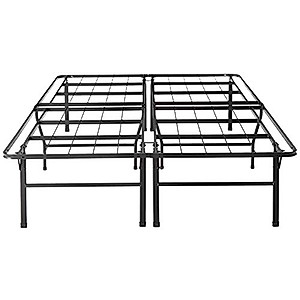 Best Price Mattress 18 Inch Metal Platform Beds w/ Heavy Duty Steel Slat Mattress Foundation (No Box Spring Needed), Black