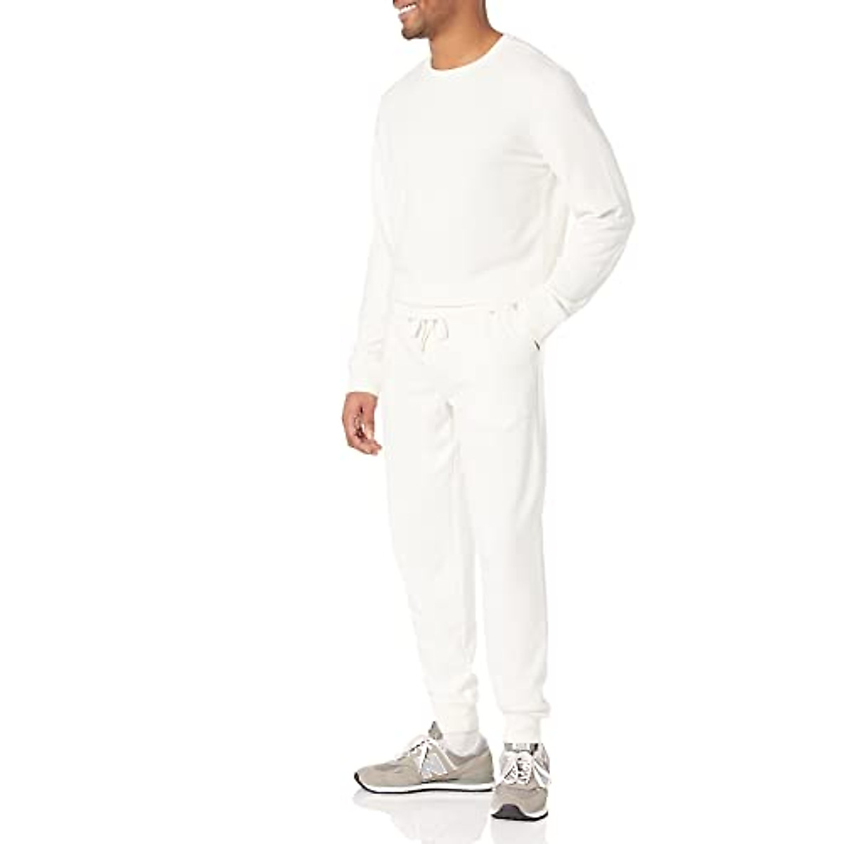 Amazon Essentials men's Crewneck Sweatshirt, Lightweight Long-Sleeve French Terry, Eggshell White, X-Small, (Available in Big & Tall)