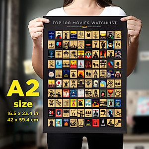 Official IMDb Top 100 Movies Scratch Off Poster - Made in USA with IMDb - Premium Bucket List - 16.5x23.4" - Unique Gift for Film Lovers Featuring 100 Top IMDb Films of All Time