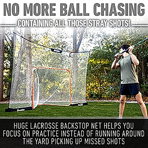 Franklin Sports Lacrosse Backstop Net - Lax Goal Extra Large Durable Net for Shooting Training + Practice - - 12' x 9', Black/Orange