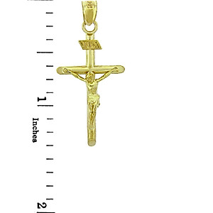 Solid 14k Yellow Gold Cross Charm INRI Crucifix Pendant
