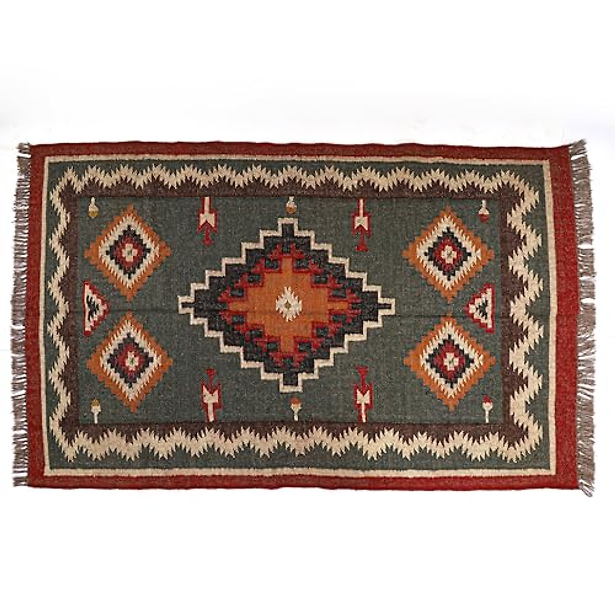 Handmade Jute Area Rug for Bedroom Living Room, Hallway Custom Size, Multicolor Boho Kilim Rug (10x14 feet)