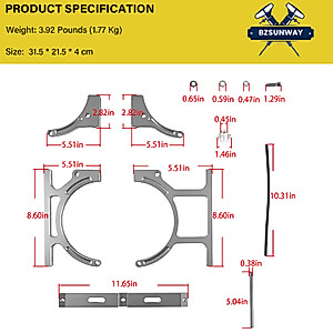 Bzsunway 7” Nitrous Oxide Nos Billet Aluminum Single Bottle Holder Bracket for 10-15 pound nitrous bottle Replace for PCE150.1001