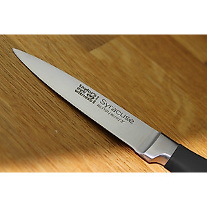 Taylors Eye Witness Syracuse Vegetable Paring Kitchen Knife - Professional 8cm/3.5” Cutting Edge, Multi Use. Ultra Fine Blade, Precision Ground Razor Sharp. Soft Textured Grip Matte Black Handle.