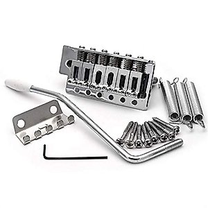 SAPHUE 52.5mm Guitar Stratocaster Tremolo Bridge Set for Fender Strat Squier Electric Guitar Replacement (Chrome, 52.5mm)