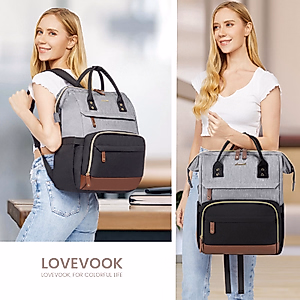 LOVEVOOK Laptop Backpack for Women, 15.6 Inch Work Business Backpacks Purse with USB Port, Large Capacity Nurse Bag College Bookbag for School, Waterproof Casual Daypack for Travel