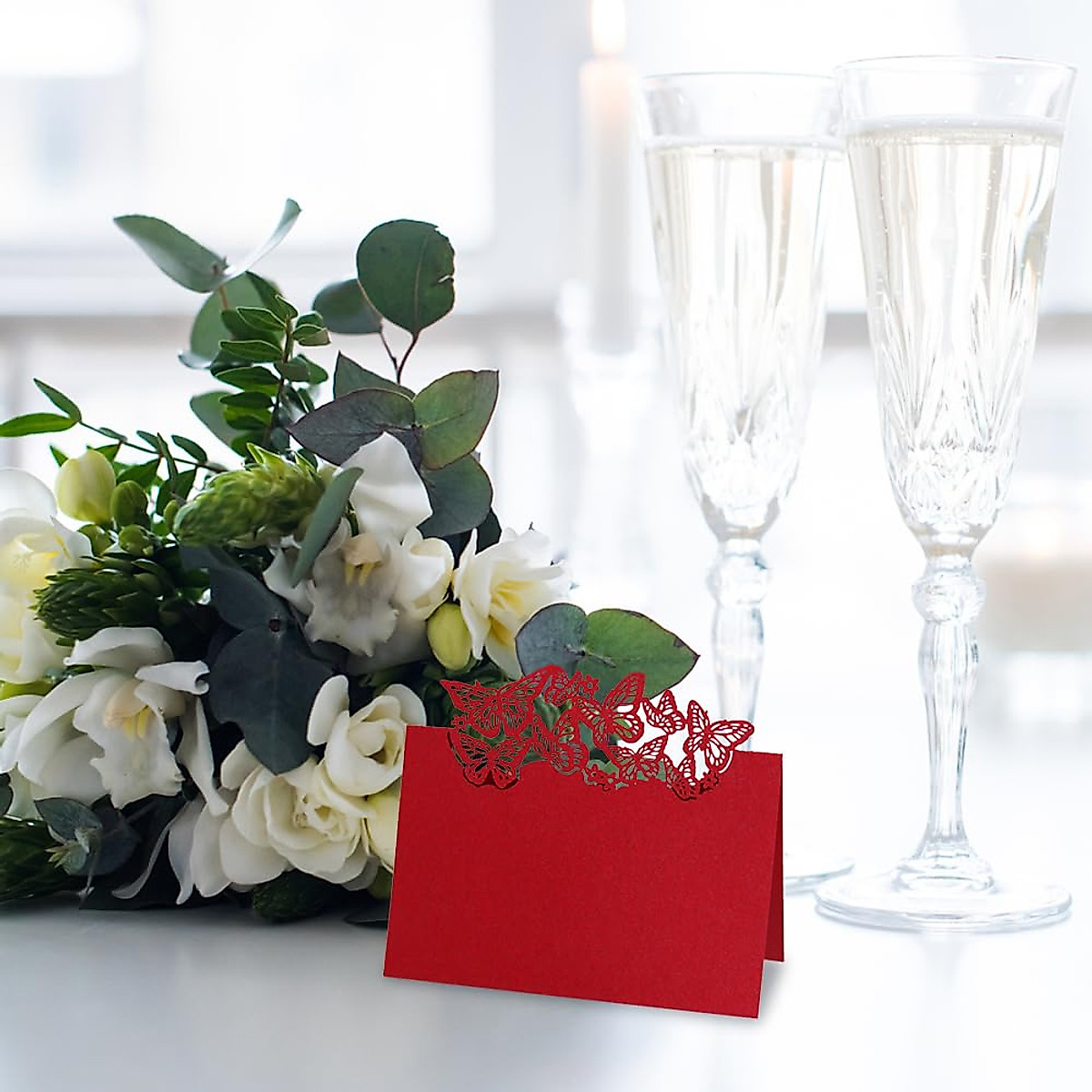 Paper Butterfly Table Number Place Card, Table Name Place Cards, 50Pcs Favor Decor Hollow Butterfly Cut Design Blank Card, Paper Table Cards for Wedding Party Favor Decor