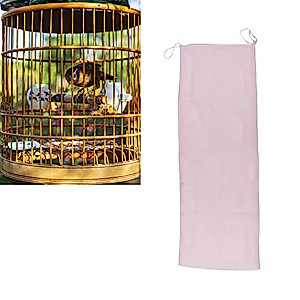 EVTSCAN Birdcage Nylon Mesh Net Adjustable Dustproof Seed Catcher Guard Net Cover for Parrots Parakeet Macaw Cage(Pink)