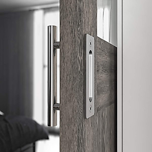 SMARTSTANDARD 10 Inch Sliding Barn Door Handle, Pull and Flush Hardware Set, Stainless Steel, Large Rustic Two-Side Design, Round