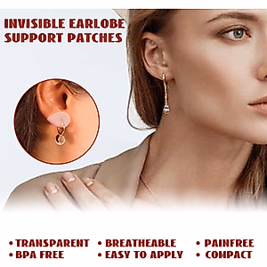 Ear Lobe Support Patches Earring Support Patches Invisible Ear Lobe Support Tape Portable Earlobe Support Patches Large Earrings Support Sticker Reduces Strain for Women Long Time Wear Earring