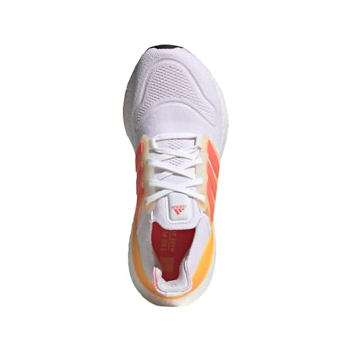 adidas Women's Ultraboost 22 Running Shoes, White/Turbo/Flash Orange, 8.5