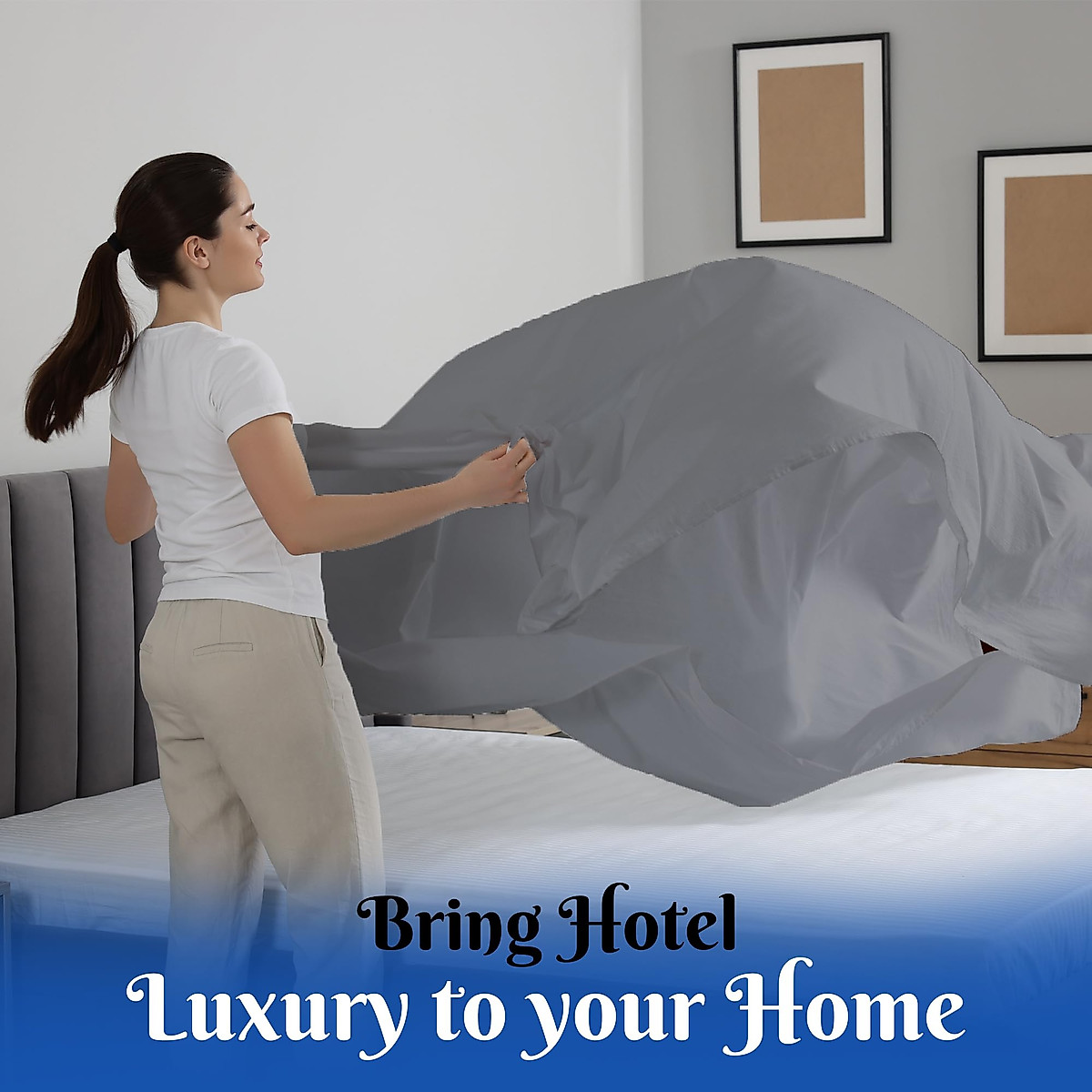 Infinitee Xclusives Premium Grey Queen Sheets Set - 4 Piece Bed Sheets - Soft Brushed Microfiber Fabric - 16 Inches Deep Pockets Sheets Wrinkle Free & Fade Resistant