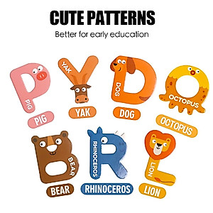 JCREN Jumbo Magnetic Letters Animals Alphabet Toys,Fridge Magnets Stick Large ABC Alphabet Uppercase Toy Set Preschool Learning Spelling Refrigerator Gift for 3 4 5 Year Old Toddler Kids Boys Girls