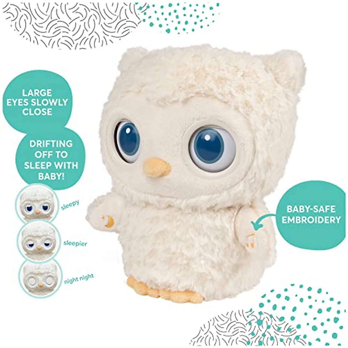 GUND Baby Sleepy Eyes Owl Bedtime Soother Plush Owl Stuffed Animal Night Light & Sound Machine for Baby Boys and Girls, 8”
