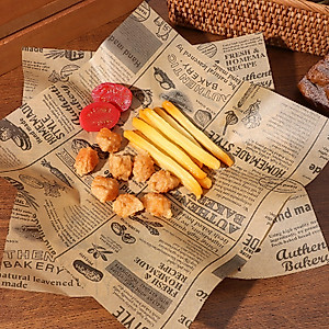 DOITOOL 50Sheets Deli Paper with Newsprint, Newspaper Theme Sandwich Wrapping Papers, Grease Resistant Food Wrap Paper for Home, Kitchen, Wrap Bread, Burger and Sandwich, 10 x 10 Inch