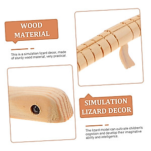 SAFIGLE 5pcs Unfinished Lizard Model Lizard Wiggle Reptile Chameleon Prank Props Wood Lizard Toy Wood Lizards to Paint Flexible Timber Lizard Animal Wooden Craft Supplies Artificial Child