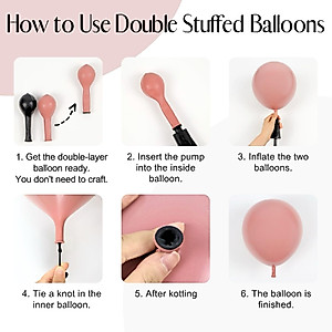 126pcs Boho Dusty Rose Pink Blush Pink White Balloons Garland Arch Kit,Dusty Pink Sand White Balloons for Birthday Bridal Wedding Boho Baby Shower Party Decorations