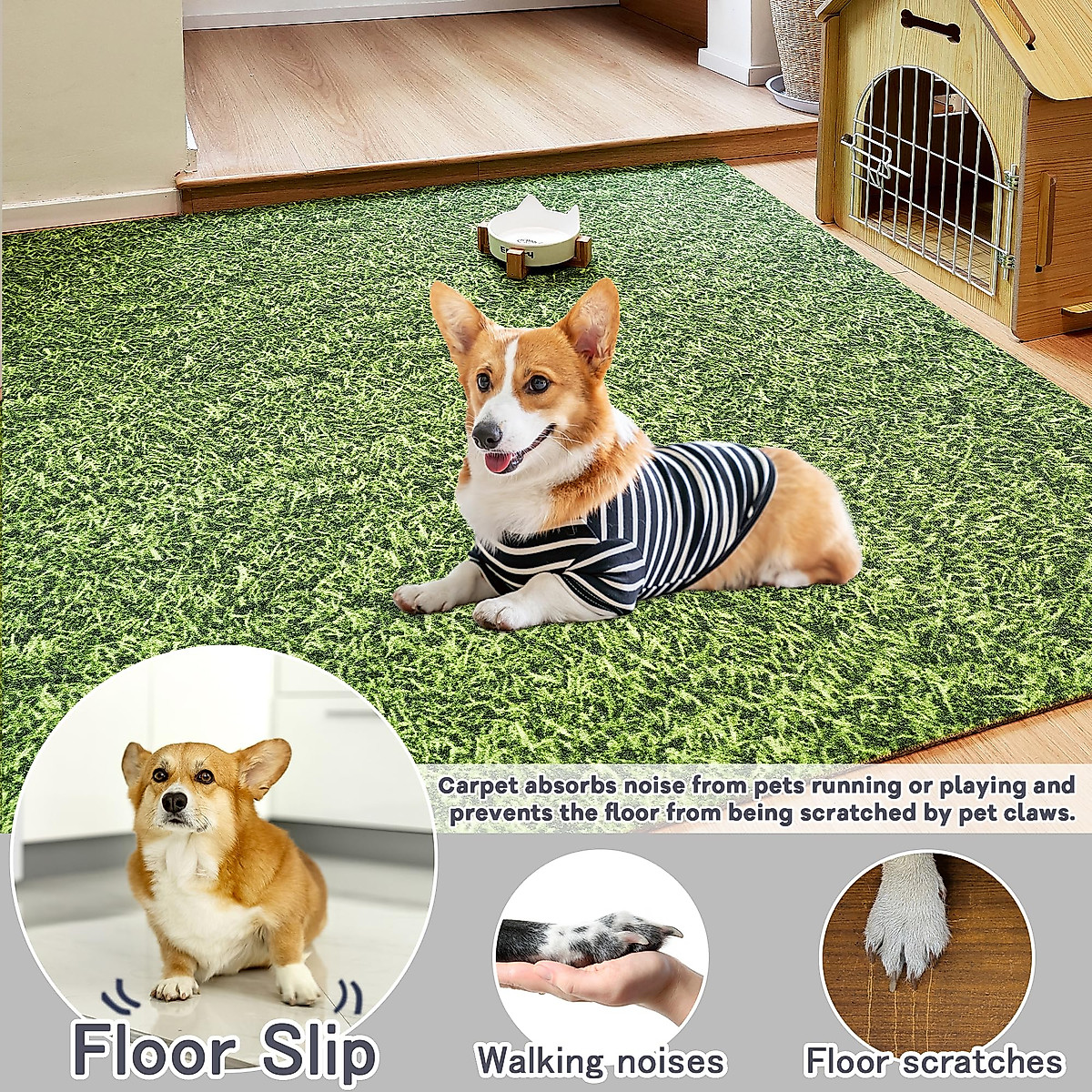 Candockway Carpet Tiles, Peel and Stick Floor Tile 15.75×15.75 inch, Self Adhesive Interlocking Carpet Squares, Anti-Slip Dog Cat Mat Easy Install for Living Room Bedroom 6 Pcs