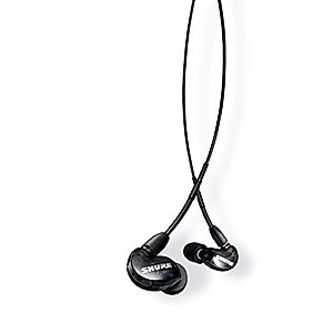 Shure SE215 PRO Wired Earbuds - Professional Sound Isolating Earphones, Clear Sound & Deep Bass, Single Dynamic MicroDriver, Secure Fit in Ear Monitor, Plus Carrying Case & Fit Kit - Black (SE215-K)