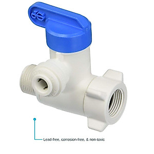 John Guest 3/8 x 3/8 x 1/4 Inch Angle Stop Adapter Valve, Push to Connect Plastic Plumbing Fitting, PASVPP1