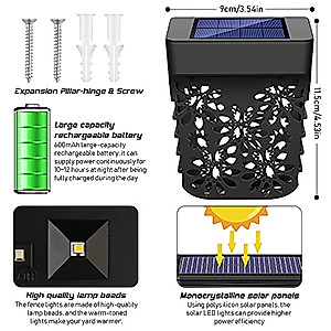 Molbory Solar Deck Lights Outdoor - Solar Fence Wall Lights Led Garden Decorative Lighting Waterproof Automatic Solar Step Lights Solar Powered Fence Lights for Post Front Door Stair Pool Backyard