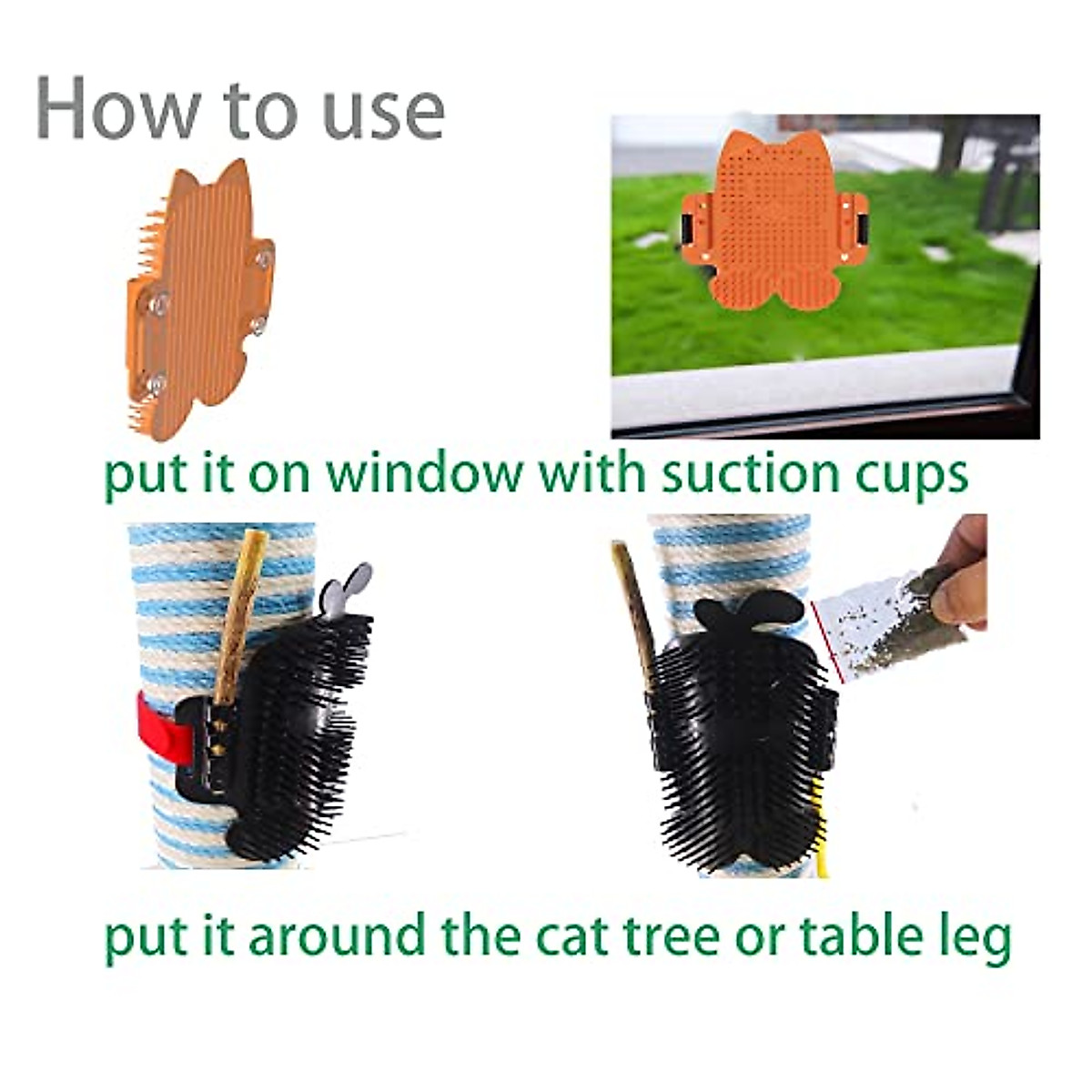 2 Packs Cat Self Groomer, Pet Massage Combs Brush, Cat Wall Scratcher Cat Grooming Brushes for Indoor Cats, Dog Bathing Brush with Catnip, Self Massage Tool for Long & Short Fur Kitten Cats Dogs