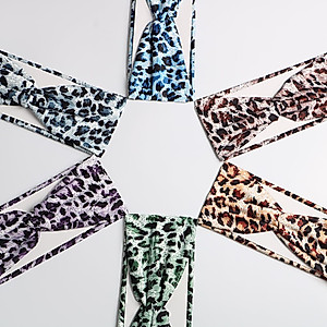 Hzaiwy 6PCS Women Leopard Boho Headbands,Boho Floal Style Criss Cross Head Wrap,Wide Top Knot Turban Hair Band (Leopard print)