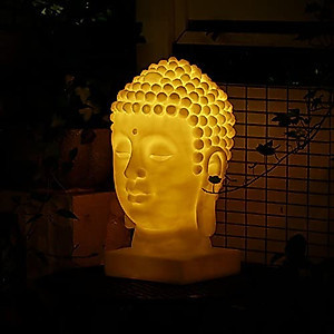 zenggp Buddha Head Solar Garden Lights Up Warm Light Zen Garden Buddha Patio Outdoor Decor Lighting