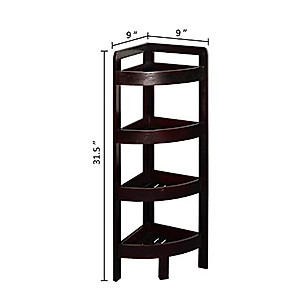 eHemco 4 Tier Bamboo Corner Storage Shelf, 31.5 Inches, Espresso