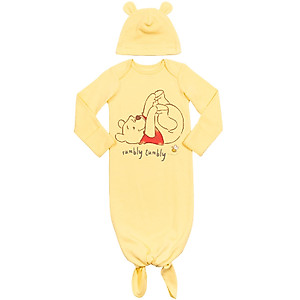 Disney Winnie The Pooh Newborn Baby Boys Sleeper Gown and Hat 0-6 Months