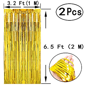 Red Gold Metallic Tinsel Foil Fringe Curtain - Graduation Wedding Anniversary Bachelorette Adult Birthday Baby Shower Christmas New Year Event Valentines Day Party Photo Booth Backdrop Decoration, 4pc