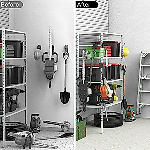 TORACK 7PCS Shelving Hooks for Keyhole Shelving Units, Metal Shelving Hook Organizer Kit for Tools, Cords, Hoses, Bags, etc., No Drilling No Holes