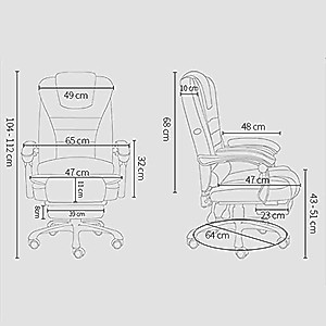 WYKDD High-Back Leather Executive Office/Computer Chair with Arms - Ergonomic Swivel Chair (Color : Black)