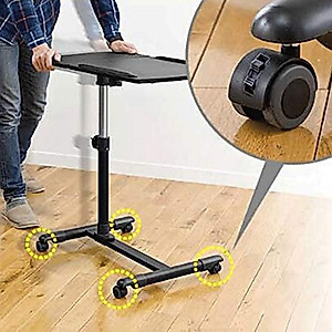 ZGJHFF Folding Table,Solid-Top Height Adjustable Mobile Laptop Desk Cart,Multifunction Workstation Bed Sofa Bedside Table (Color : Black)