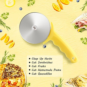 4-Inch Super Sharp Pizza Cutter Wheel,Stainless Steel Large Blade Pizza Cutter with Cover,Premium Kitchen Pizza Slicer with Good Grips Handle,Easy to Clean and Dishwasher Safe-Yellow