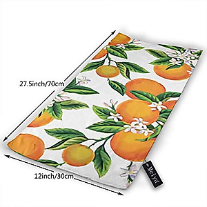 3d-design Seamless Pattern with Orange Fruits, Flowers and Leaves Guest Towel Soft Hand Towels Multipurpose for Bathroom, Hotel, Gym and Spa 12 X 27.5 Inch