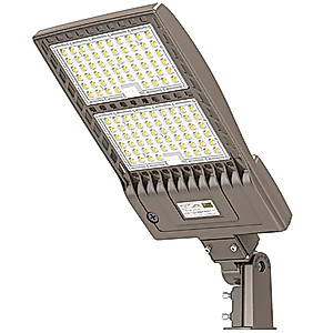 YELLORE 320W LED Parking Lot Lighting UL DLC Listed 44,800LM 5000K LED Shoebox Pole Lights Fixture AC100-277V IP65 Waterproof Slip Fit Mount Commercial Outdoor Street Light for Stadium Roadways