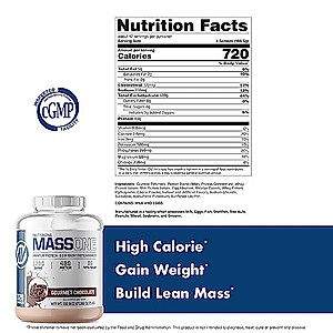 Massone Mass Gainer Protein Powder by NutraOne – Gain Weight Protein Meal Replacement (Gourmet Chocolate - 7 lbs.)