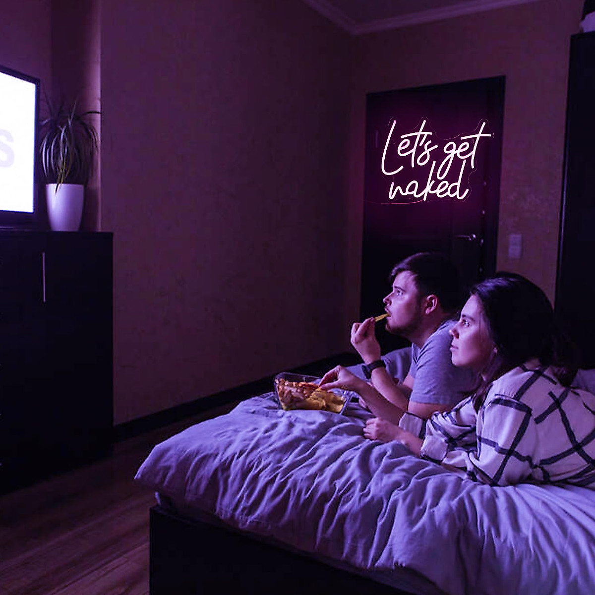 Let's Get Naked Neon Sign Dimmable Pink Neon Light for Wall Decor Powered by USB Words LED Lights for Bedroom Girls Gift Thanksgiving, Christmas(15.7"x11.8")