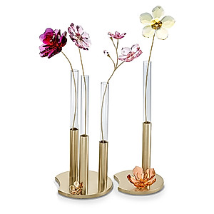 Swarovski Single Stem Vase, Glass Vase with a Brushed Gold Tone Base, from the Swarovski Garden Tales Collection