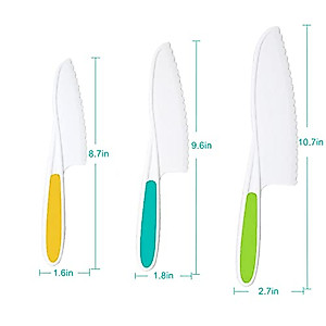 JIANYI Kids Knife Set, Kitchen Baking Knife Set for Cooking and Cutting Fruits, Bread, Lettuce, Veggies Cake, Plastic Kid Safe Knife Set for Little Hands - Set of 3