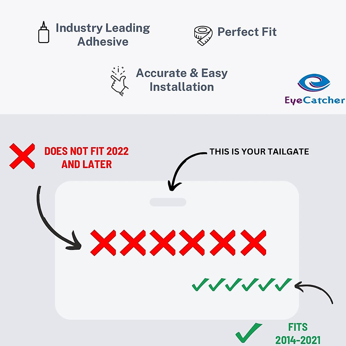 EyeCatcher Pro Series Tailgate Letter Inserts Fits 2014-2021 (Mono Black USA Flag)