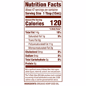 Nutiva Organic Cold-Pressed Unrefined Raw Hemp Seed Oil, 24 Ounce, USDA Organic, Non-GMO, Whole 30 Approved, Vegan, Gluten-Free & Keto, Rich In Omega 3 & 6 Fatty Acids