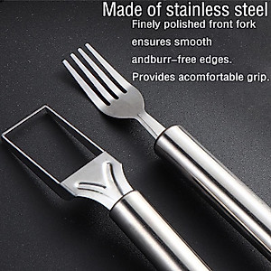2024 New Watermelon Fork Slicer Cutter Slicer Tool, 2-in-1 Stainless Steel Fruit Cutter, Dual Head Fruit Forks Slicer Knife with Round Handle (2Pcs)