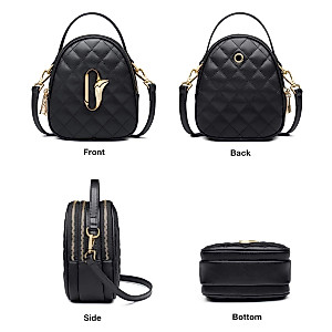 iFOXER Leather Crossbody Bags for Women Fashion Leather Handbag Shoulder Bag Designer Mini Bags (black)