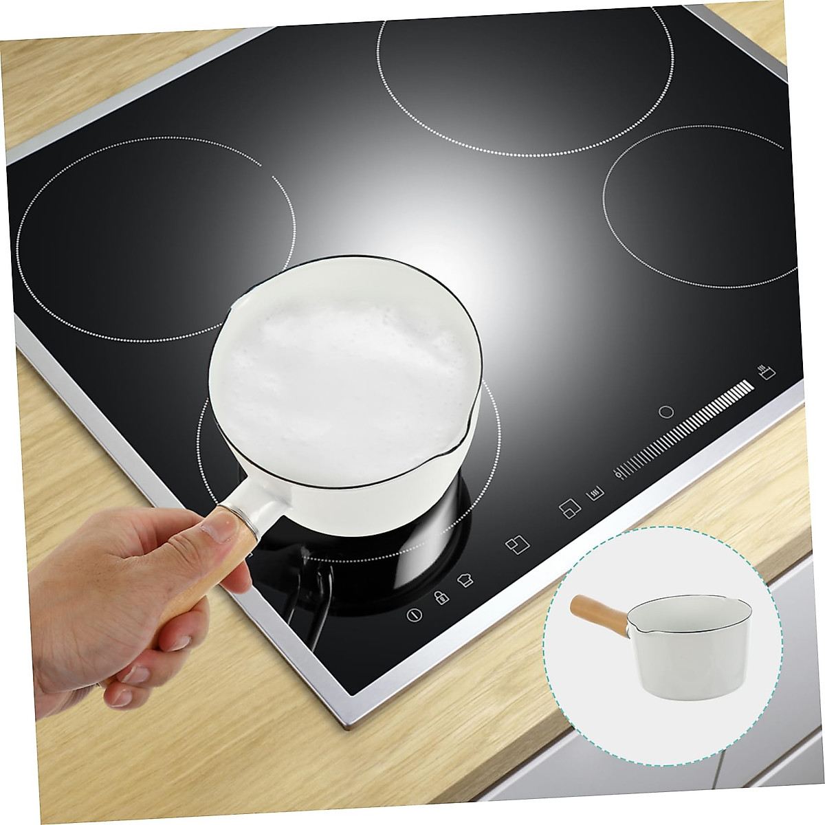 DOITOOL Sauce Pan Noodle Pot Baby Food Pan Kitchen Cookware Mini Soup Pot Enamel Saucepan Milk Heating Pot Cooking Utensils Infant Food Baking Pan Baby Food Cooking Pot