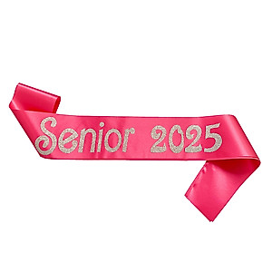Conggluuo Senior 2025 sash,senior sashes class of 2025 senior sash Pink sash with Silver Glitter graduation sash for Graduation Party Supplies 2 Pack senior sashes Pink Silver 2pcs