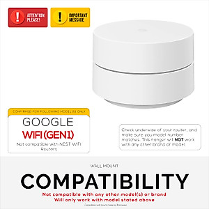 BRAINWAVZ Screwless Wall & Ceiling Mount for Google WiFi Home Mesh System Holder, No Tools Required, Easy to Install, No Mess, No Drilling, Strong VHB Adheasive Mount, White