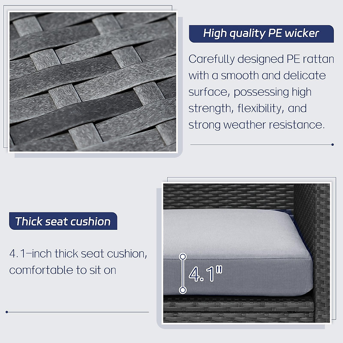 BULEXYARD Grey PE Wicker Patio Furniture Sectional Conversation Sofa Set with 43" Propane/Natural Gas Fire Pit Table, Large Size High Back Outdoor Furniture Set with Fireplace(9Pcs-A, Light Grey)